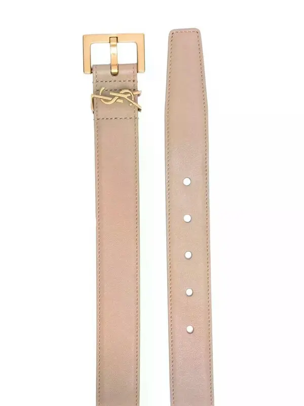 Saint Laurent Monogram Logo Belt - Neutrals