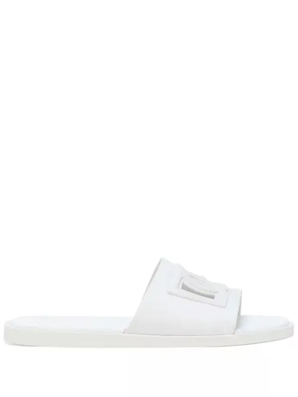 Dolce & Gabbana Logo-embossed Open-toe Slides - White
