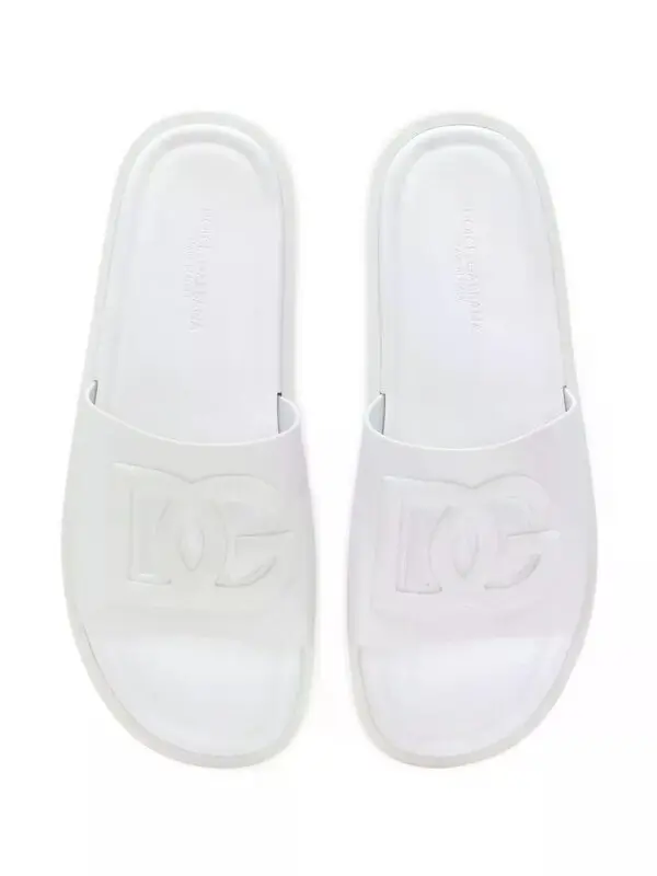 Dolce & Gabbana Logo-embossed Open-toe Slides - White