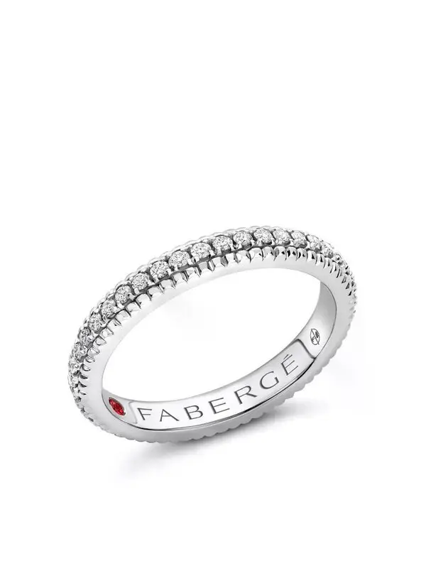 Faberge 18kt White Gold Colours Of Love Diamond And Ruby Eternity Ring - Silver