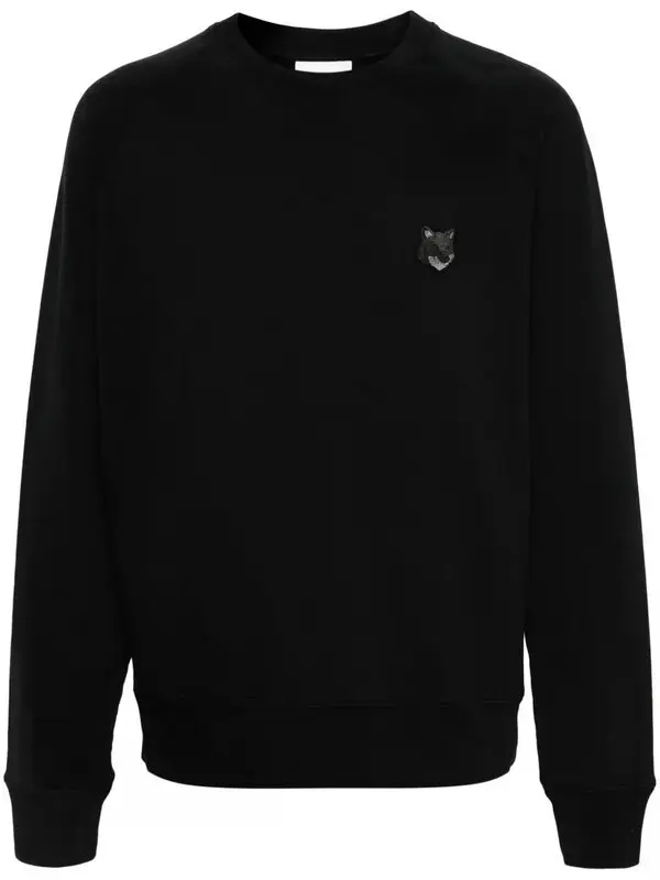 Maison Kitsuné Fox-patch Cotton Sweatshirt - Black
