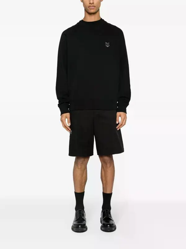 Maison Kitsuné Fox-patch Cotton Sweatshirt - Black