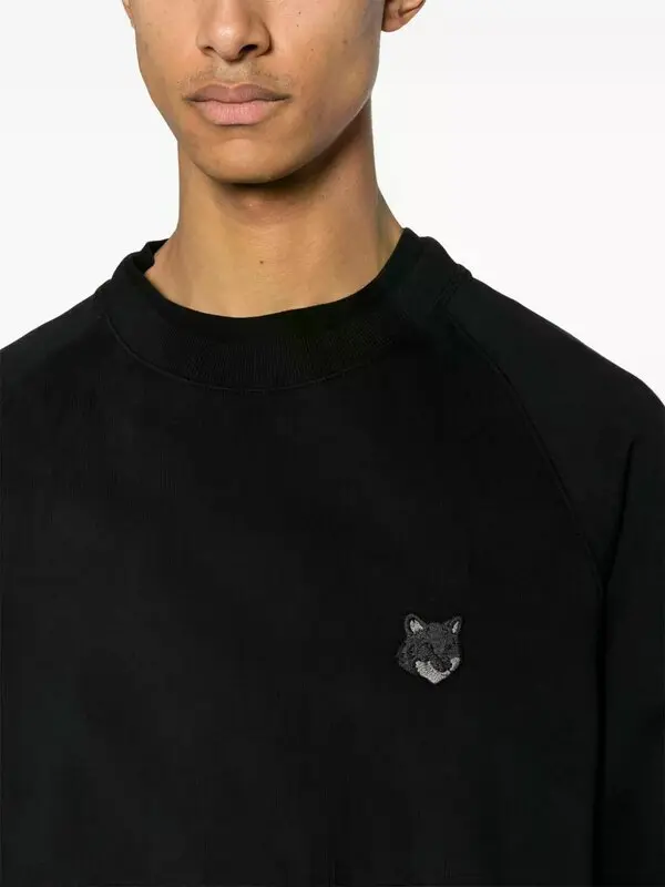 Maison Kitsuné Fox-patch Cotton Sweatshirt - Black