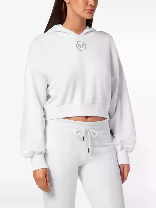 Philipp Plein Crystal-embellished Cropped Hoodie