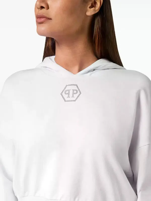 Philipp Plein Crystal-embellished Cropped Hoodie