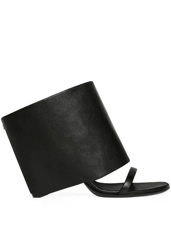 COURREGES Oblique Wedge Sandals - Black