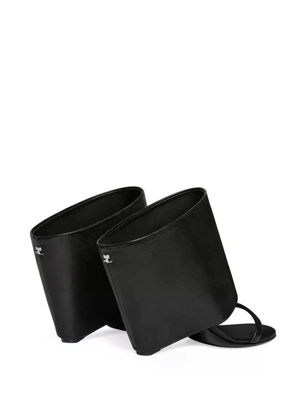 COURREGES Oblique Wedge Sandals - Black