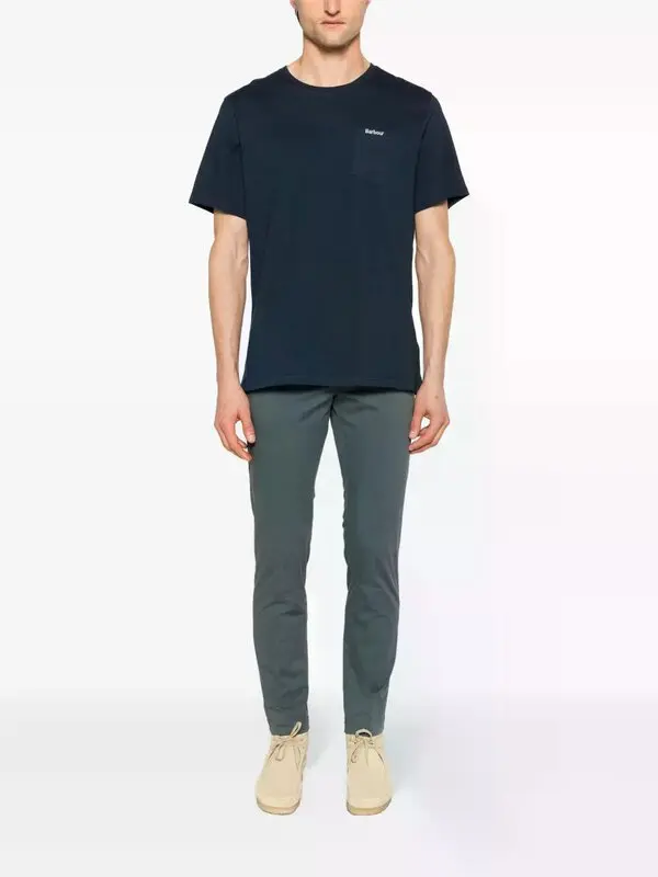 Barbour Logo-embroidered Cotton T-shirt - Blue