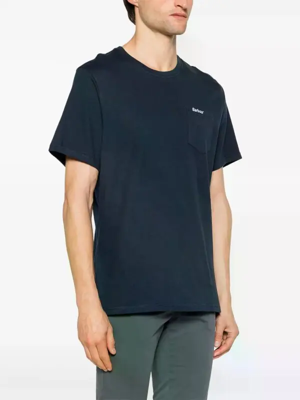 Barbour Logo-embroidered Cotton T-shirt - Blue