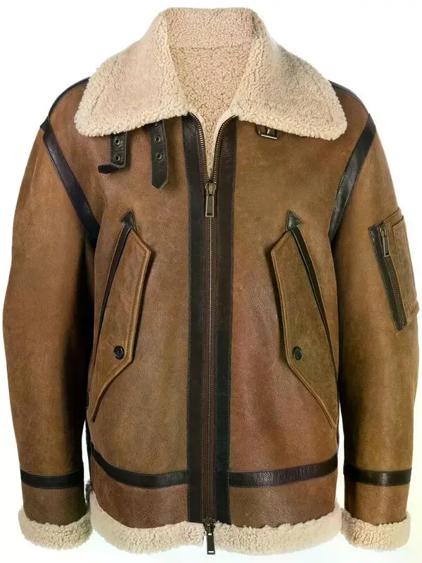 Dsquared2 Shearling-trimmed Biker Jacket