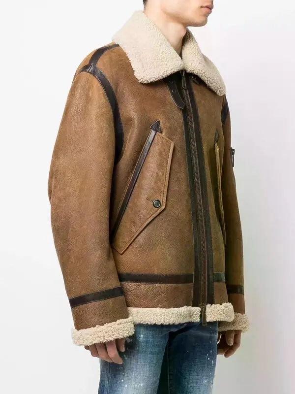 Dsquared2 Shearling-trimmed Biker Jacket