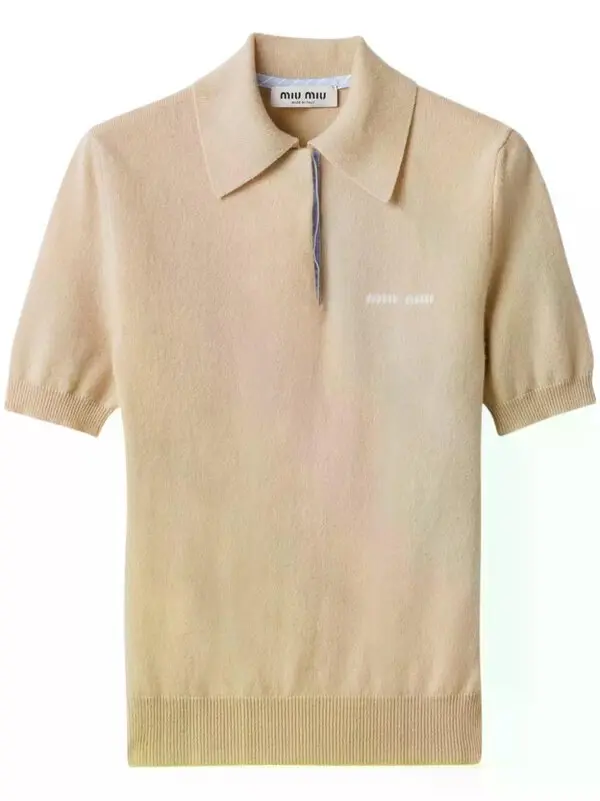 Miu Miu Cashmere Polo Top - Neutrals