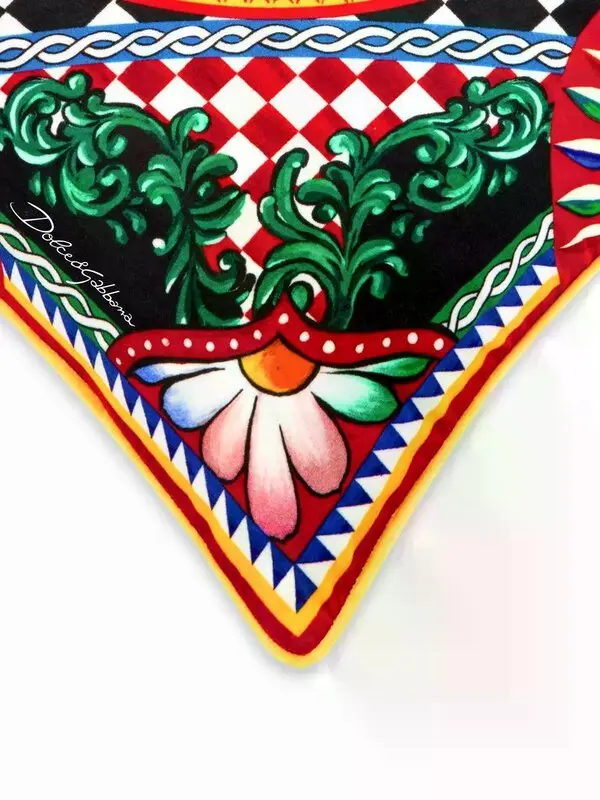 Dolce & Gabbana Medium Carretto-print Square Velvet Cushion