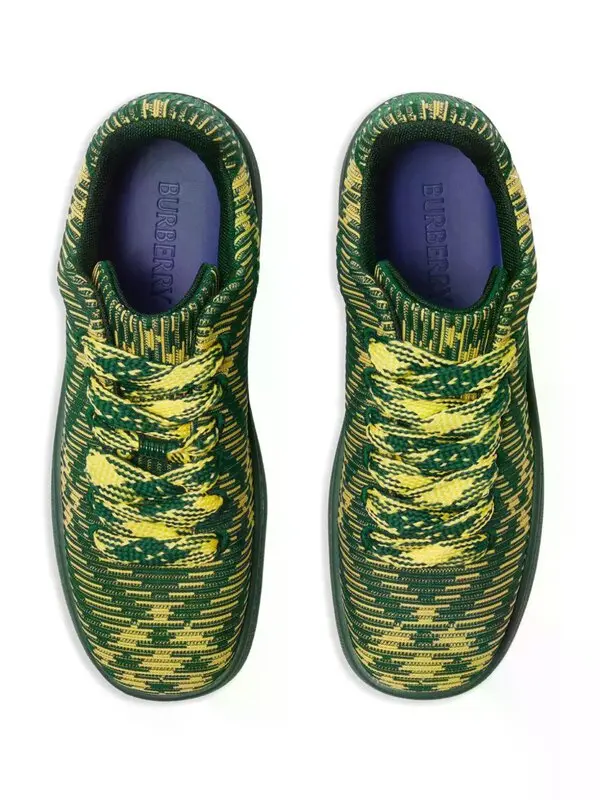 Burberry Check Pattern Sneakers - Green