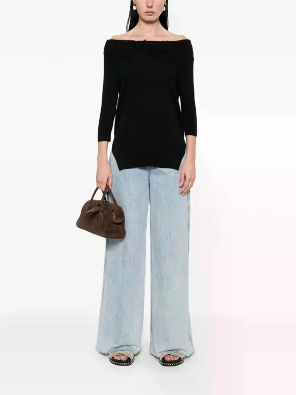 Ermanno Scervino Embroidered Off-the-shoulder Sweater