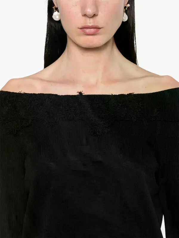 Ermanno Scervino Embroidered Off-the-shoulder Sweater