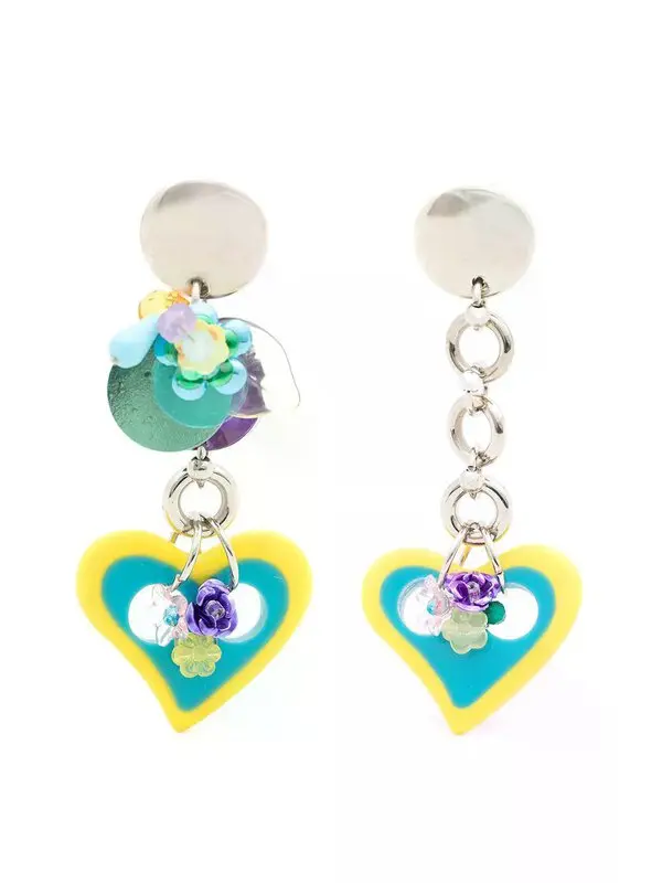 AMIR SLAMA Heart-motif Drop Earrings - Blue