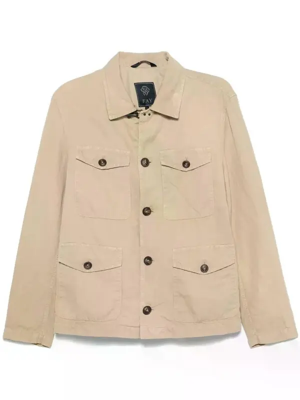 FAY Classic Collar Shirt Jacket - Neutrals