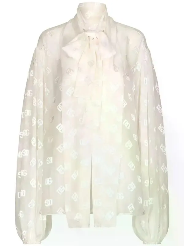 Dolce & Gabbana Logo-jacquard Pussy-bow Blouse