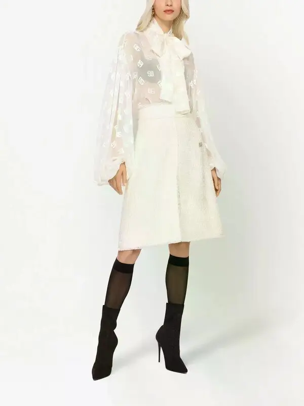 Dolce & Gabbana Logo-jacquard Pussy-bow Blouse