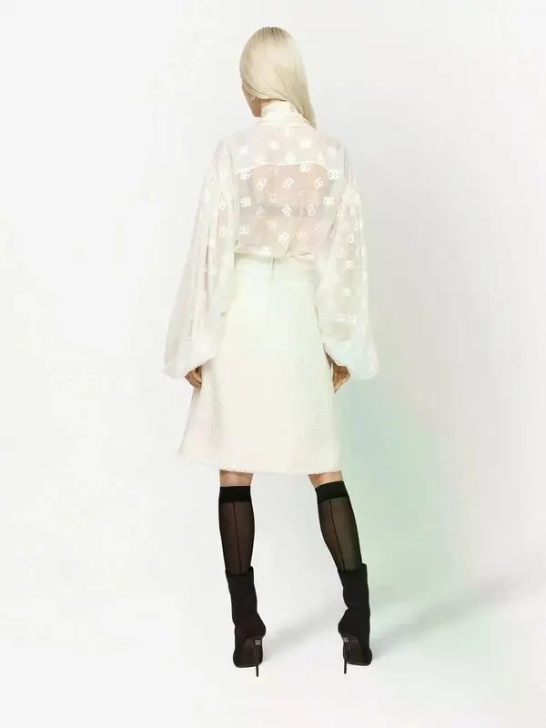 Dolce & Gabbana Logo-jacquard Pussy-bow Blouse