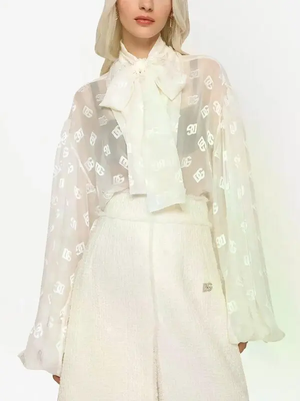 Dolce & Gabbana Logo-jacquard Pussy-bow Blouse