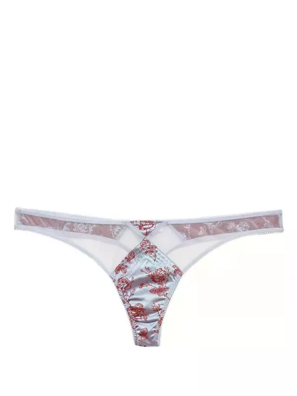 FLEUR DU MAL Rose-jacquard Thong