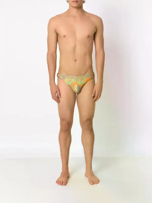 AMIR SLAMA Tropical Print Swim Briefs
