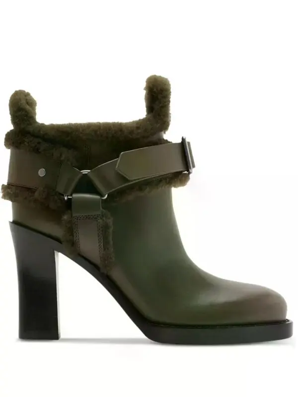 Burberry Buckled Leather Biker Boots
