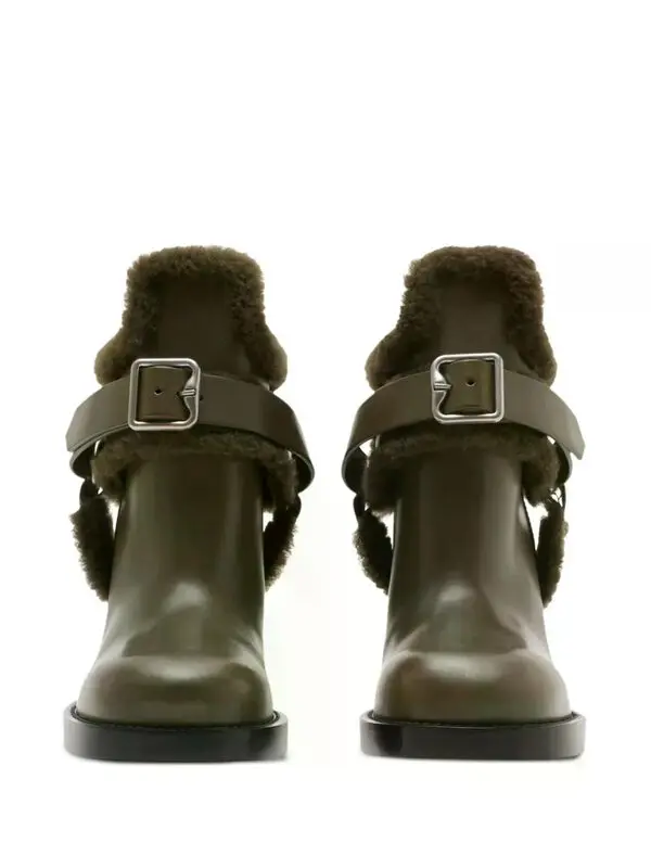 Burberry Buckled Leather Biker Boots