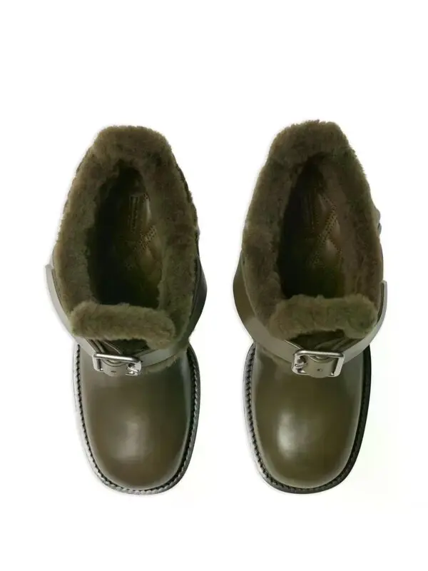 Burberry Buckled Leather Biker Boots