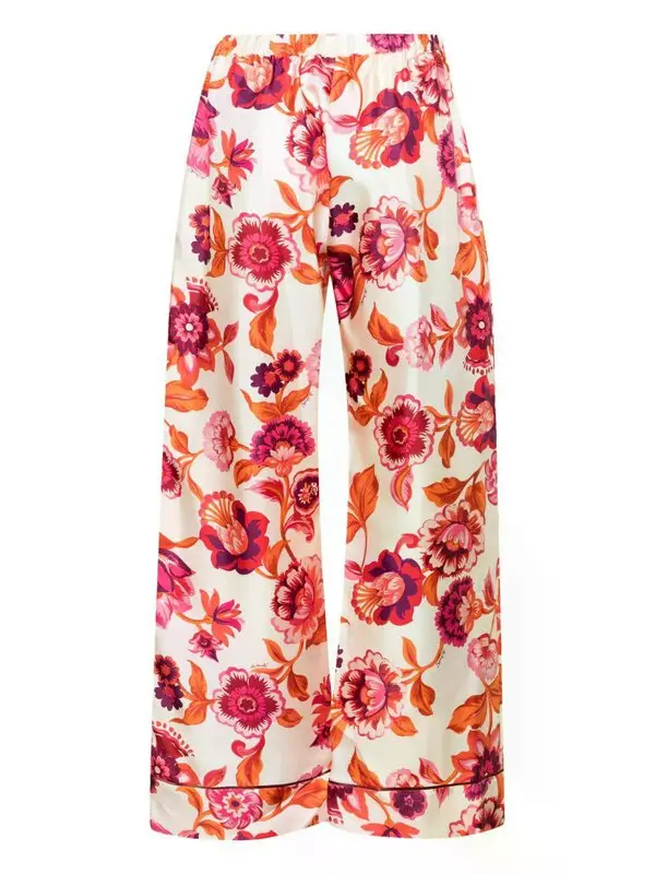 La DoubleJ Floral-print Pajama Trousers - Neutrals