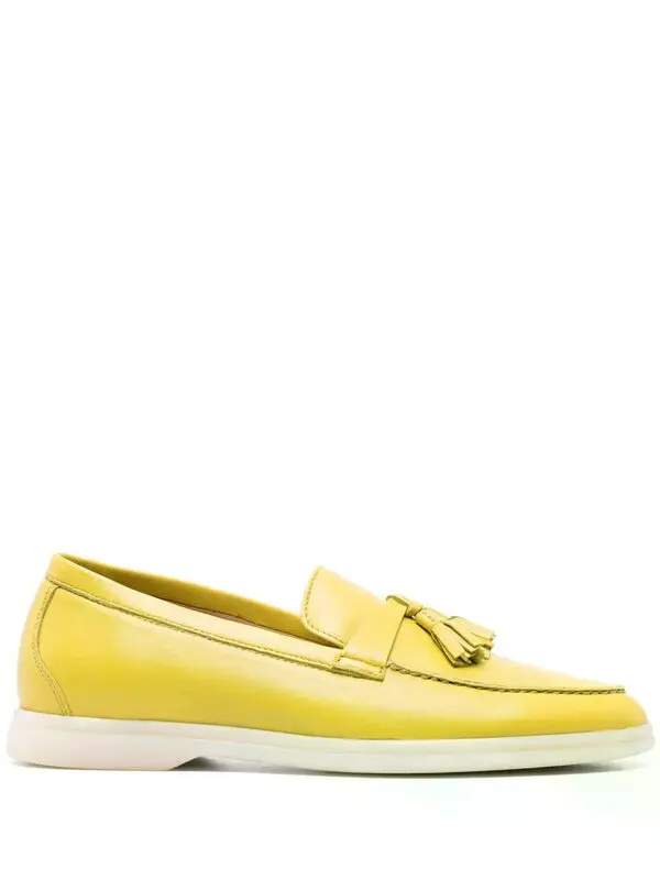 SCAROSSO Leandra Leather Loafers - Green