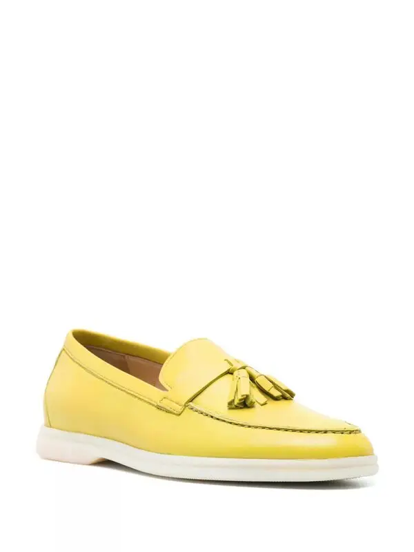 SCAROSSO Leandra Leather Loafers - Green