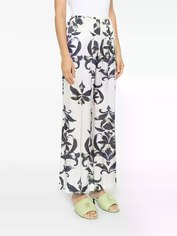 FORTE_FORTE Geometric-print Trousers - White