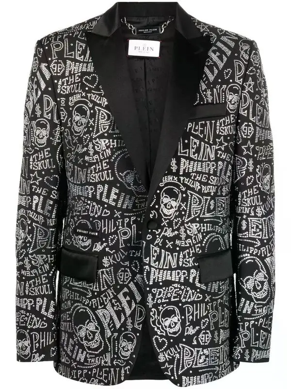 Philipp Plein Logo-embellished Single-breasted Blazer - Black