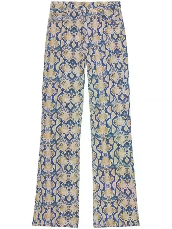 GANNI Graphic-print Straight-leg Jeans - Blue