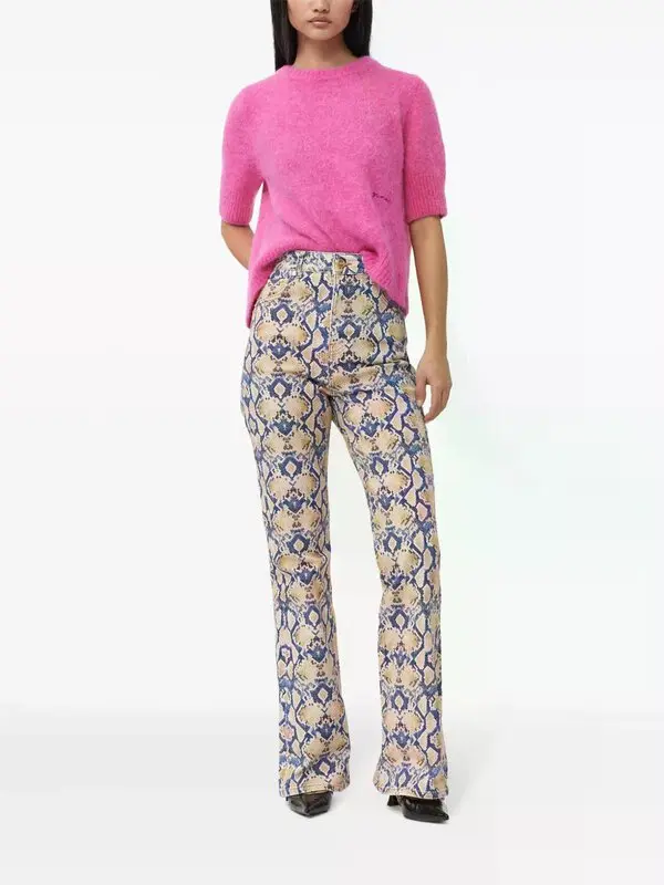 GANNI Graphic-print Straight-leg Jeans