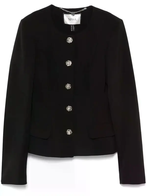 NISSA Flower-button Jacket - Black