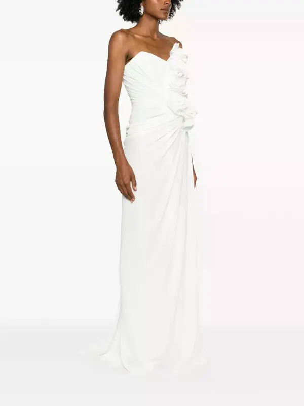 ANA RADU Strapless Floral Appliqué Maxi Dress