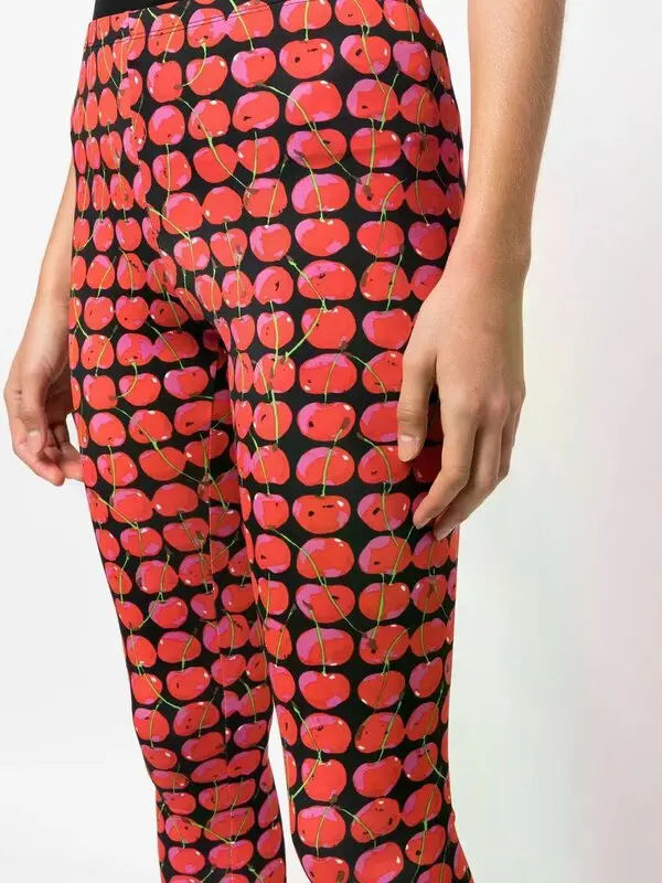 La DoubleJ Cherry-print Mid-rise Leggings - Black