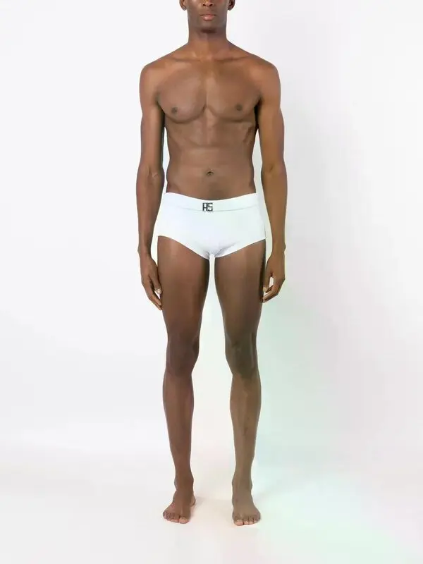 AMIR SLAMA Textured Logo-plaque Swimming Trunks