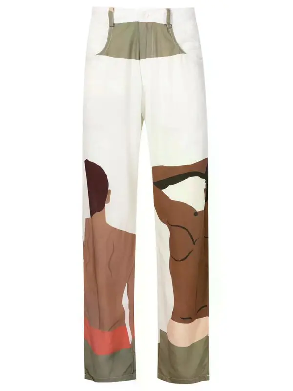AMIR SLAMA Graphic-print Linen-blend Trousers