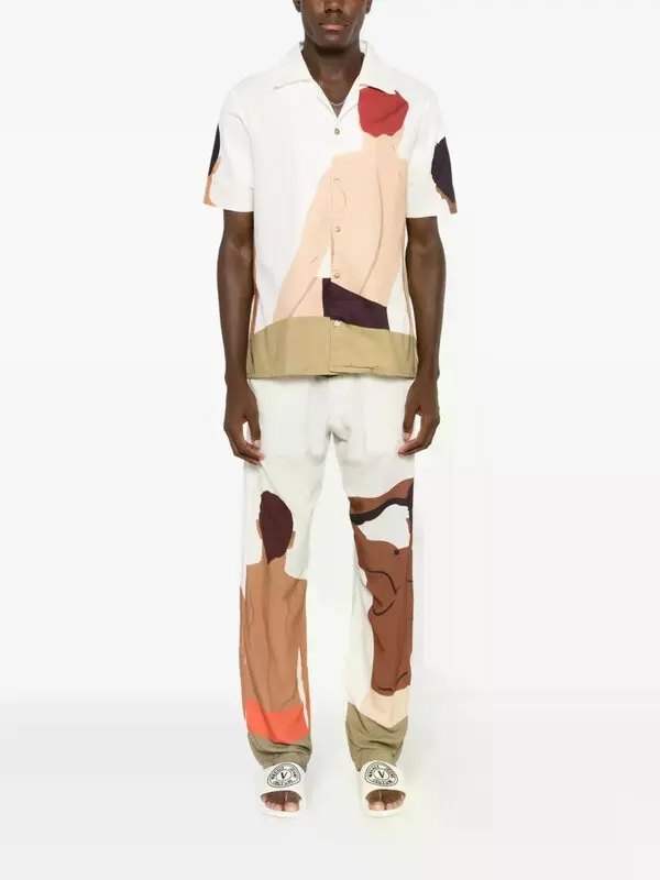 AMIR SLAMA Graphic-print Linen-blend Trousers