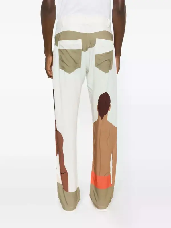 AMIR SLAMA Graphic-print Linen-blend Trousers