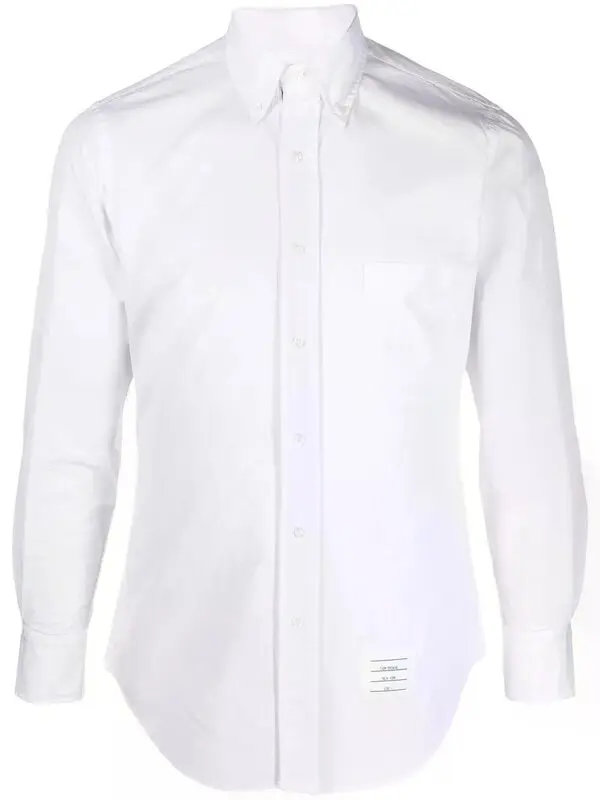 Thom Browne Button-down Rwb Detail Shirt - White