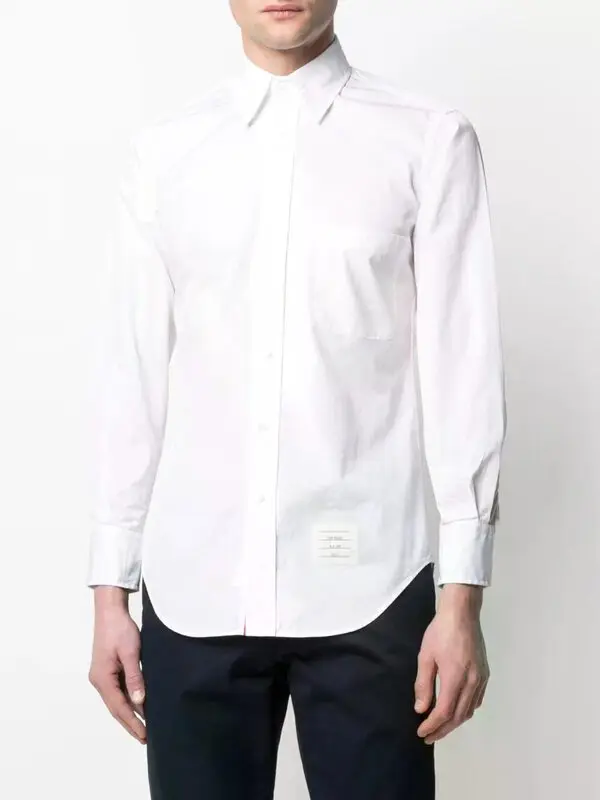 Thom Browne Button-down Rwb Detail Shirt - White
