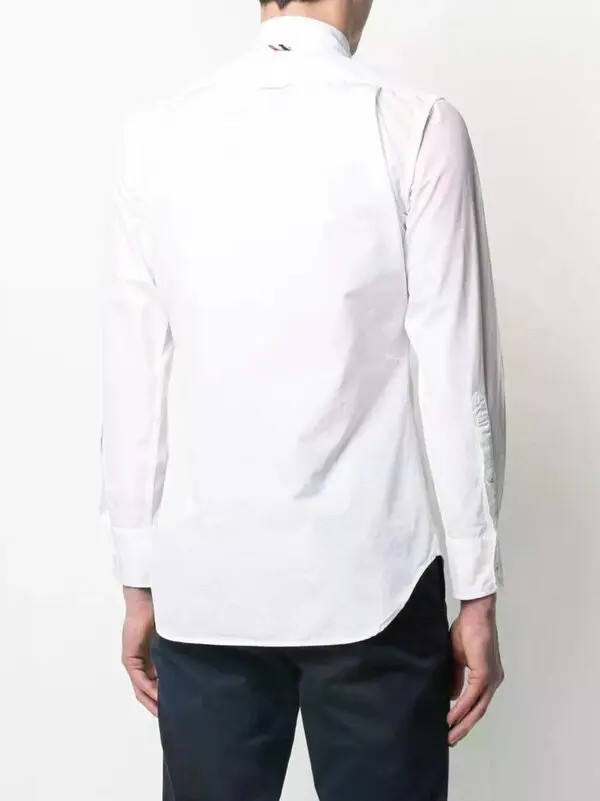 Thom Browne Button-down Rwb Detail Shirt - White
