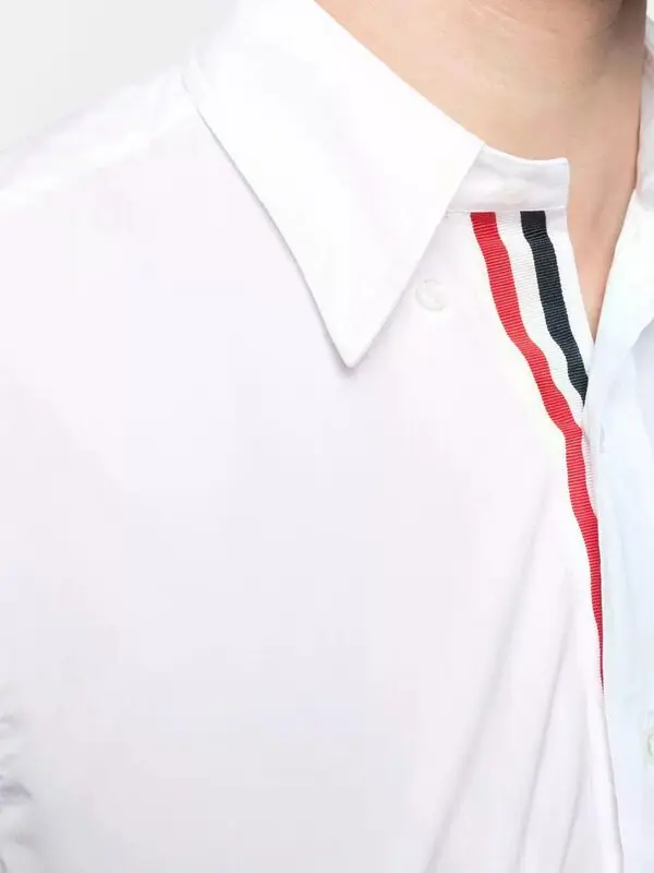 Thom Browne Button-down Rwb Detail Shirt - White