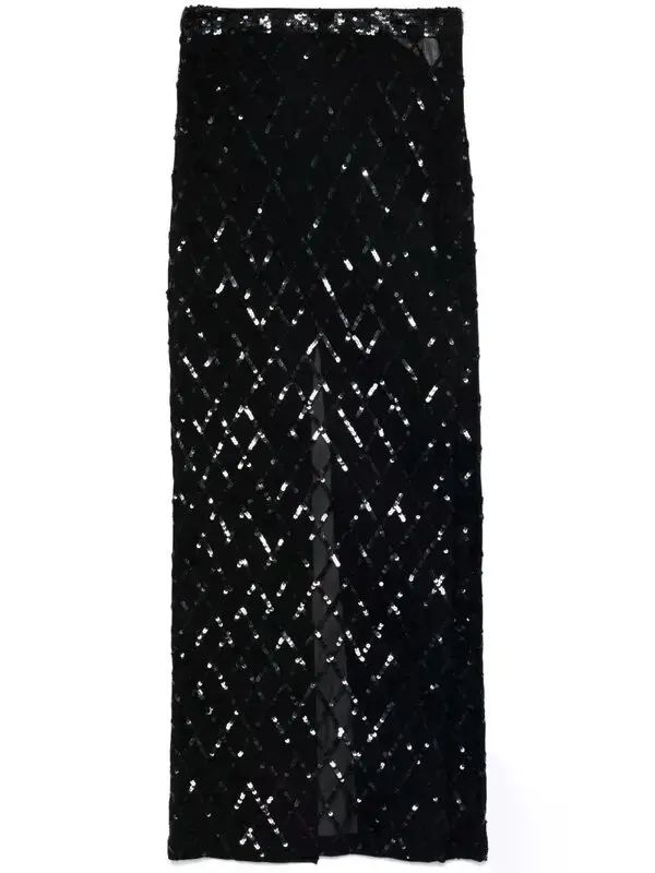 P.a.r.o.s.h Sequin-embellished Maxi Skirt - Black